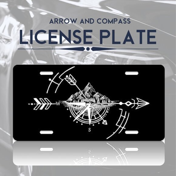 Accents | Arrow And Compass License Plate Cover Personalize Car Front ...